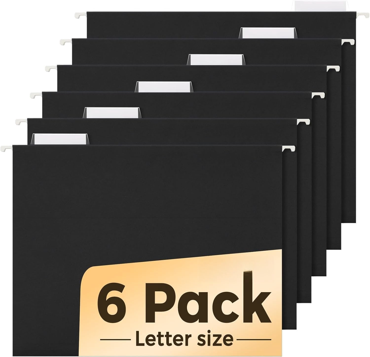 6 Pack File Folders, File Folders Letter Size with 1/5-cut Tabs,Black ...