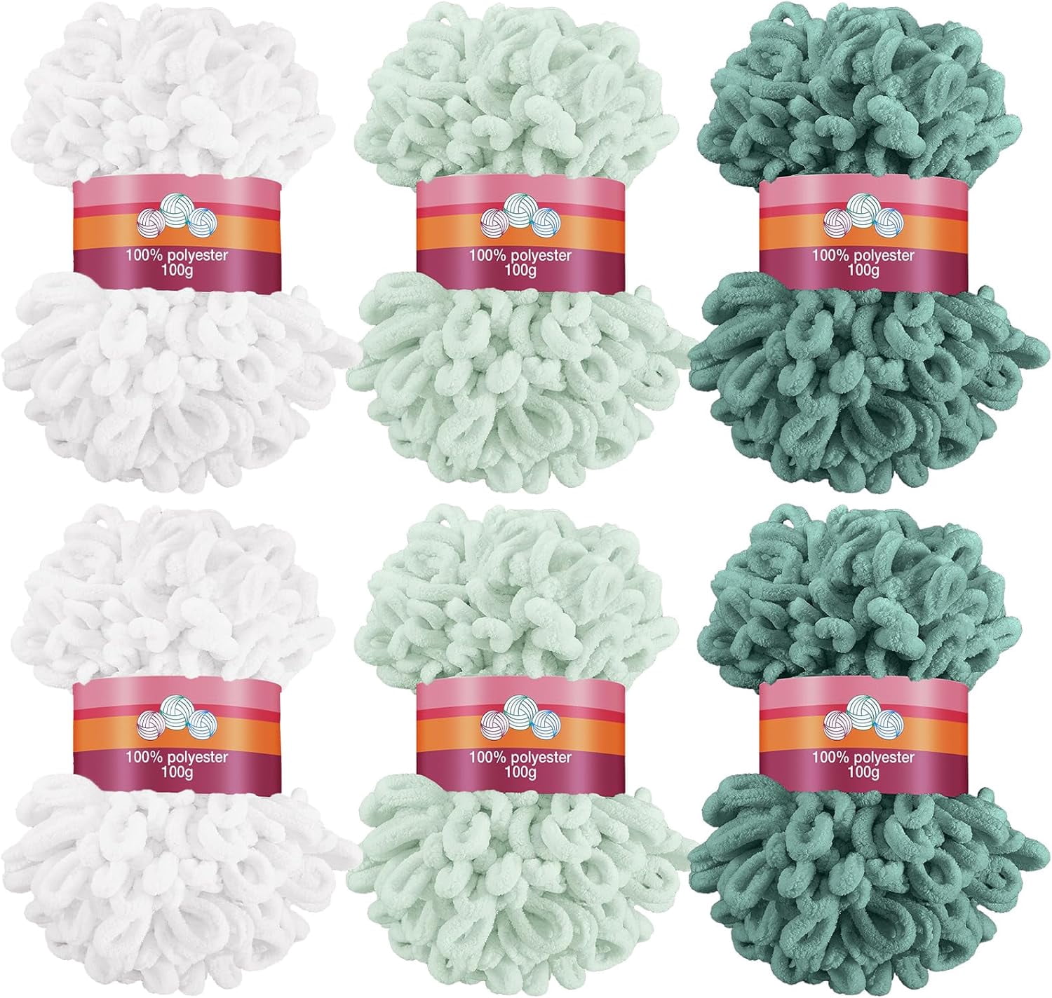 6 Pack Finger Loops Yarn Bulk Soft Chunky Yarn 600 G/ 6 Skeins for ...