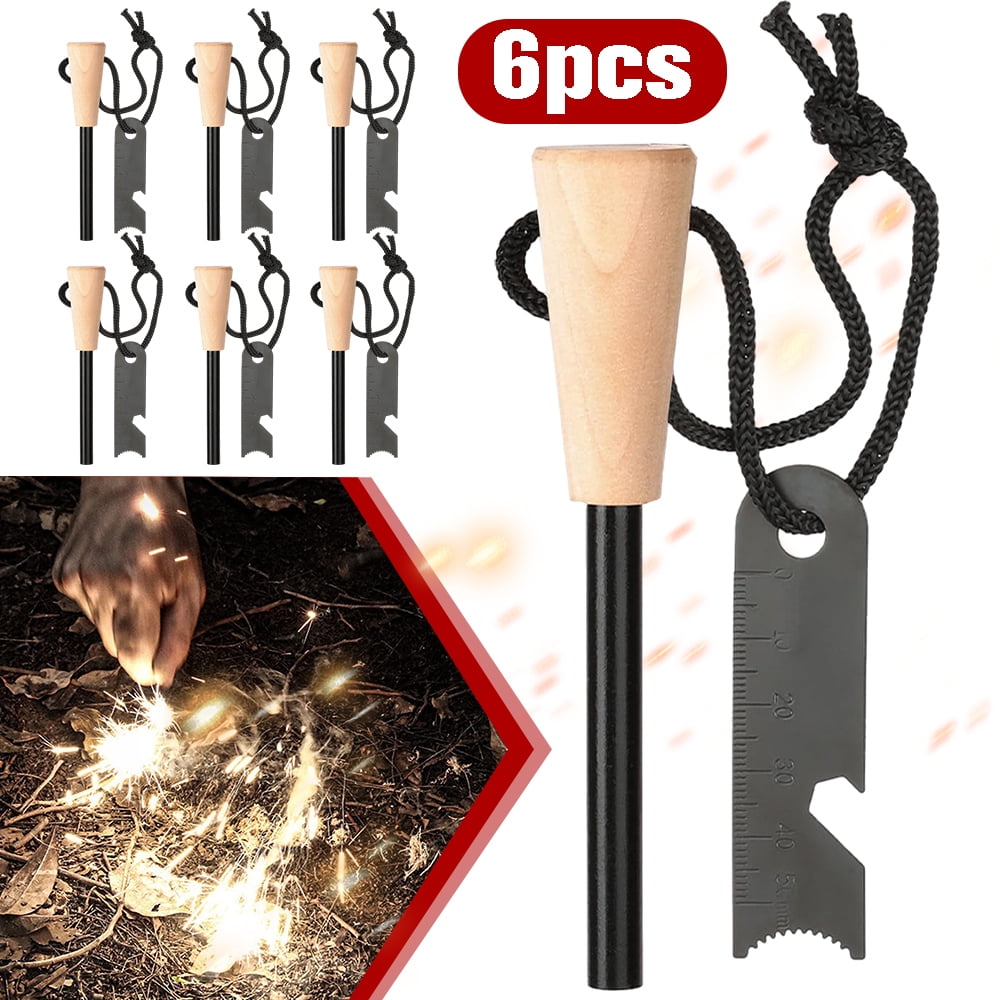 6 Pack Fire Starter Survival Tool,Kepeak Flint and Steel with Ferro ...