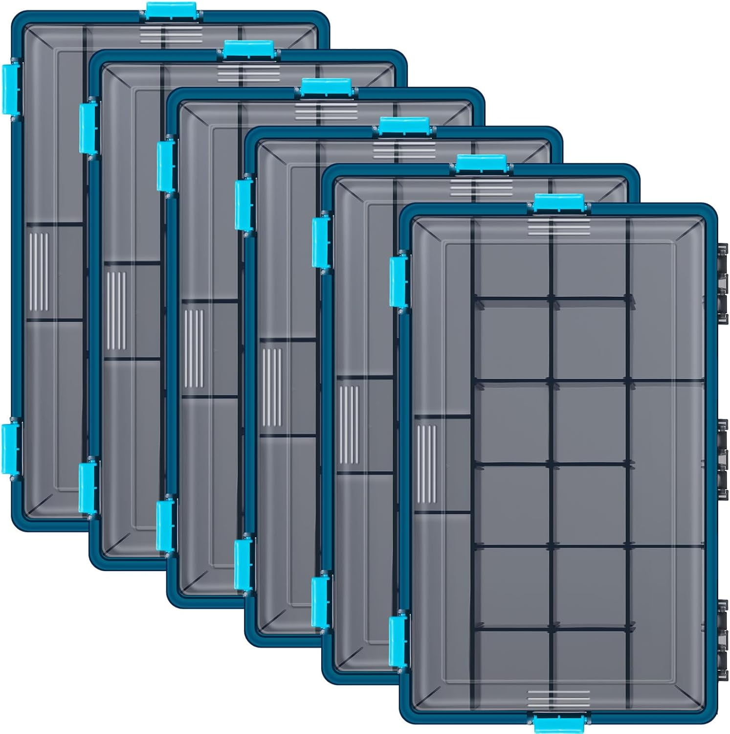 6 Pack Fishing Tackle Boxes Waterproof 3600 and 3700 Tackle Trays with ...