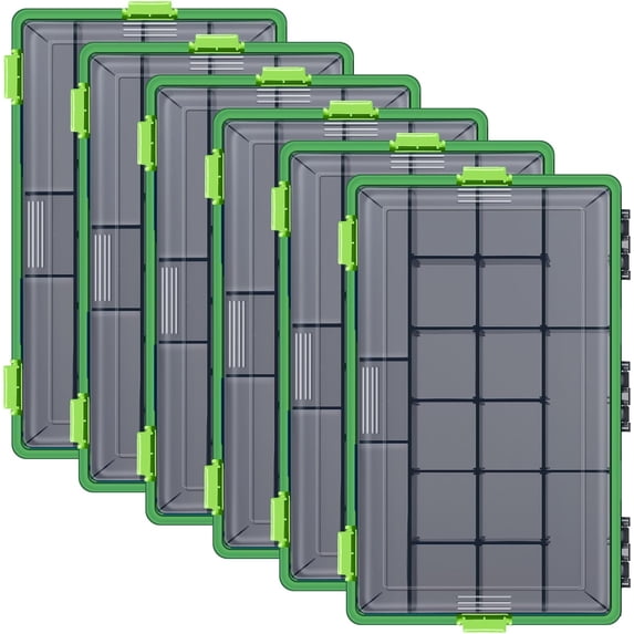 6 Pack Fishing Tackle Boxes Waterproof 3600 and 3700 Tackle Trays with ...