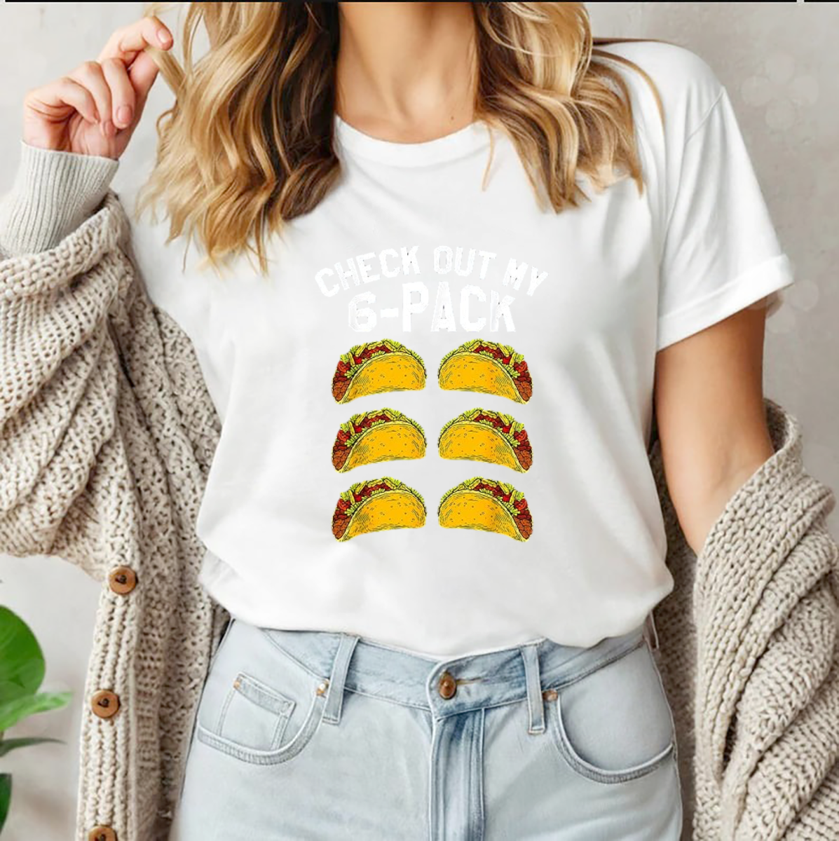 6 Pack Fitness Taco Funny Mexican Gym Workout Lover Unisex T-Shirt, up ...