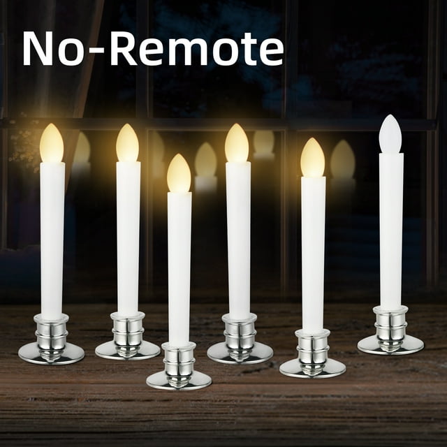 6 Pack Flameless Taper Candles Electric Window Candles with Removable ...
