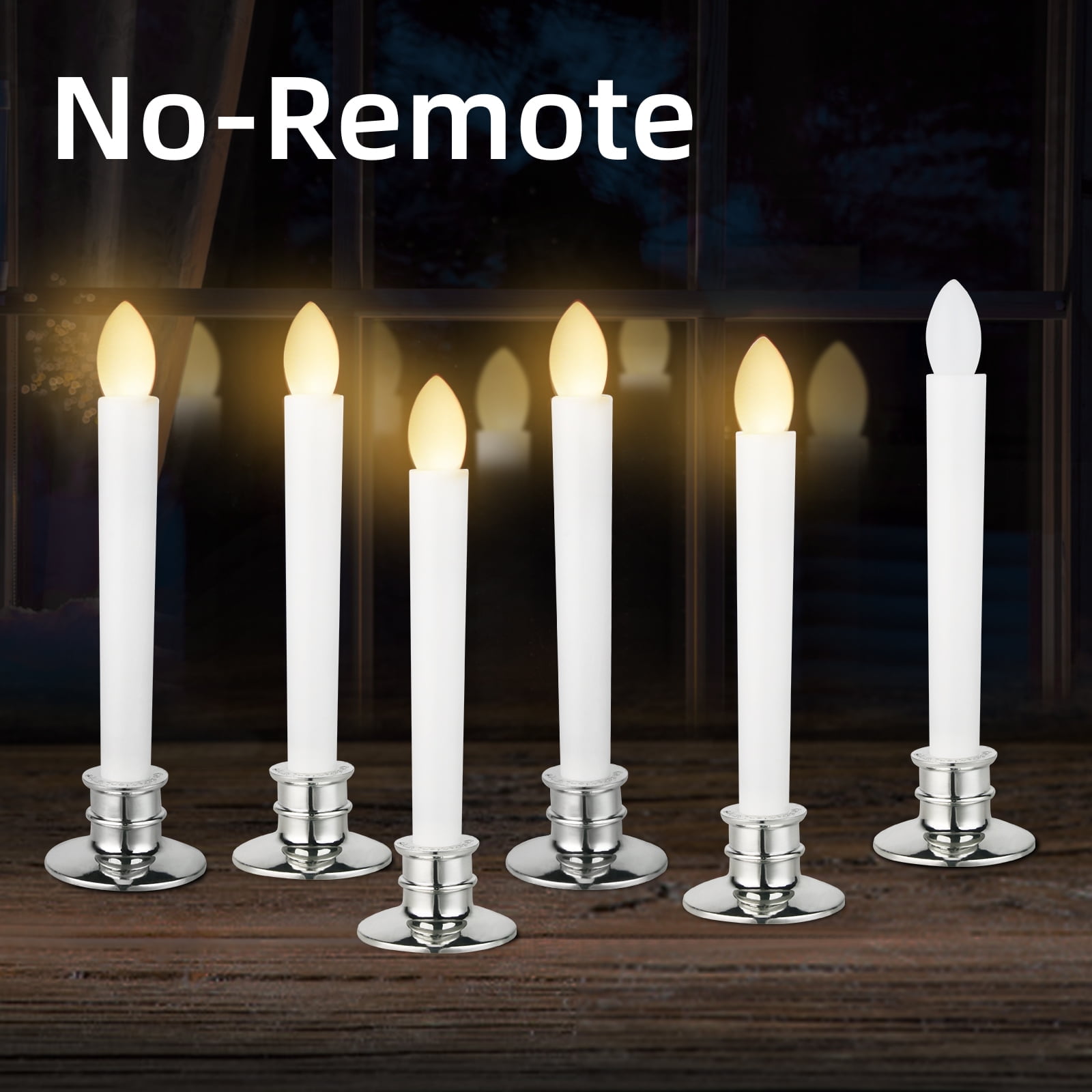 6 Pack Flameless Taper Candles Electric Window Candles with Removable ...
