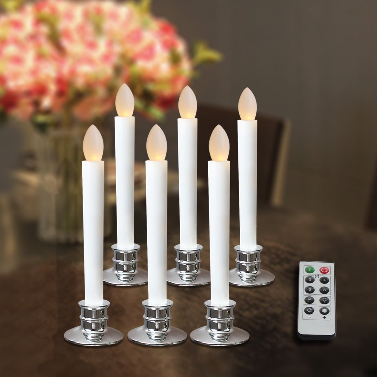 6 Pack Flameless Taper Candles - Electric Window Candles with Removable ...