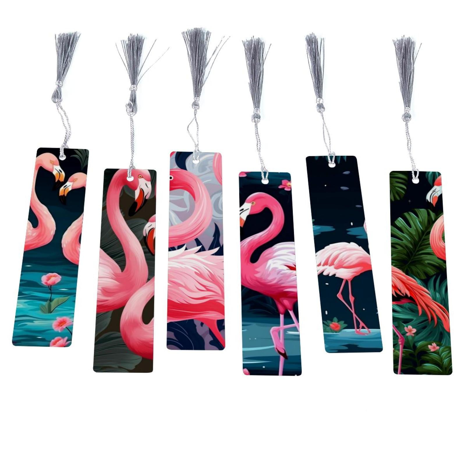 6 Pack Flamingo Rainforest Bookmarks with Tassels for Kids School ...
