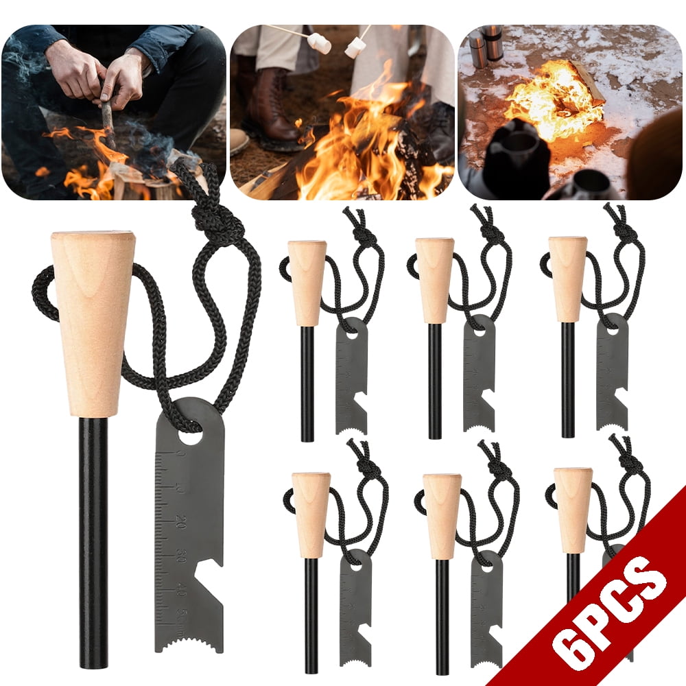6-Pack Flint Fire Starter, Survival Flint Stick Starter with Easy Grip ...