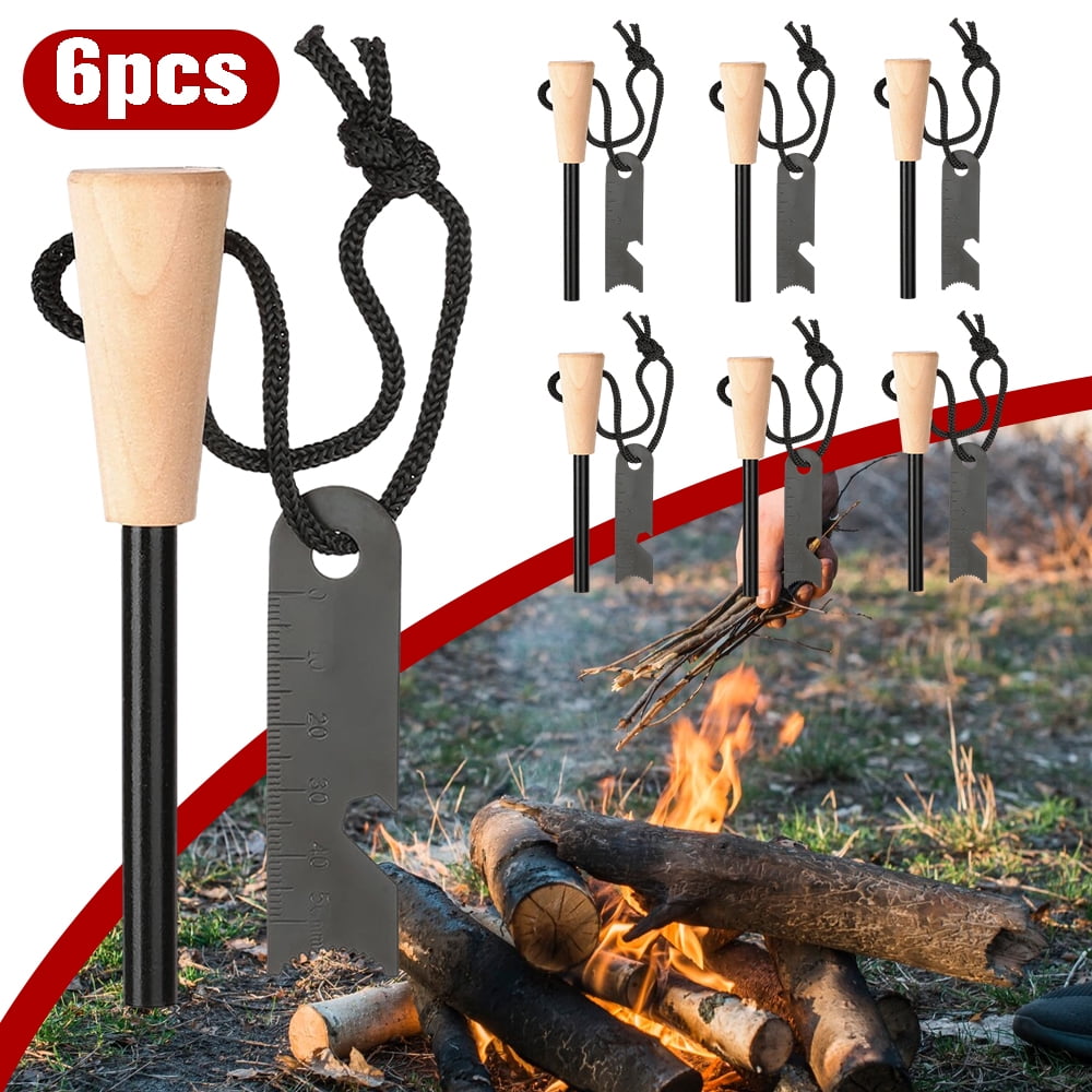 6-Pack Flint Stick Fire Starter - Waterproof Flint Steel Survival ...