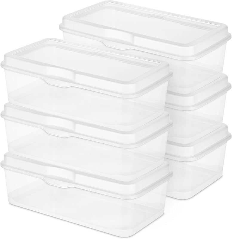 6-Pack FlipTop Stackable Rectangular Storage Bin with Hinging Lid ...