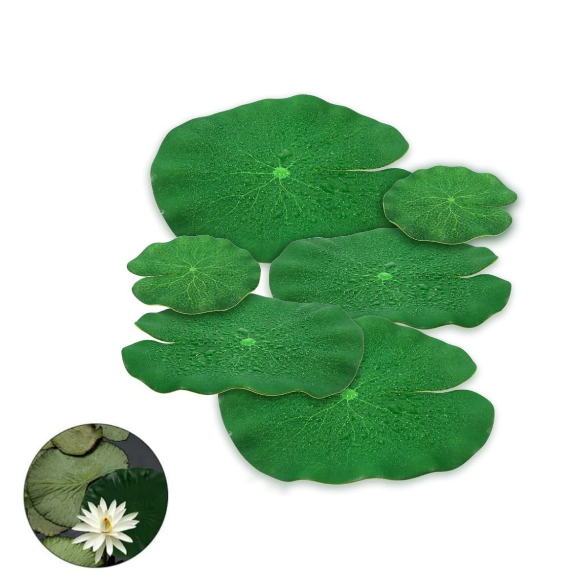 6 Pack Floating Lily Pads for Ponds,Realistic Floating Lily Pads Leaves,3Size Lotus Leaves Water ...
