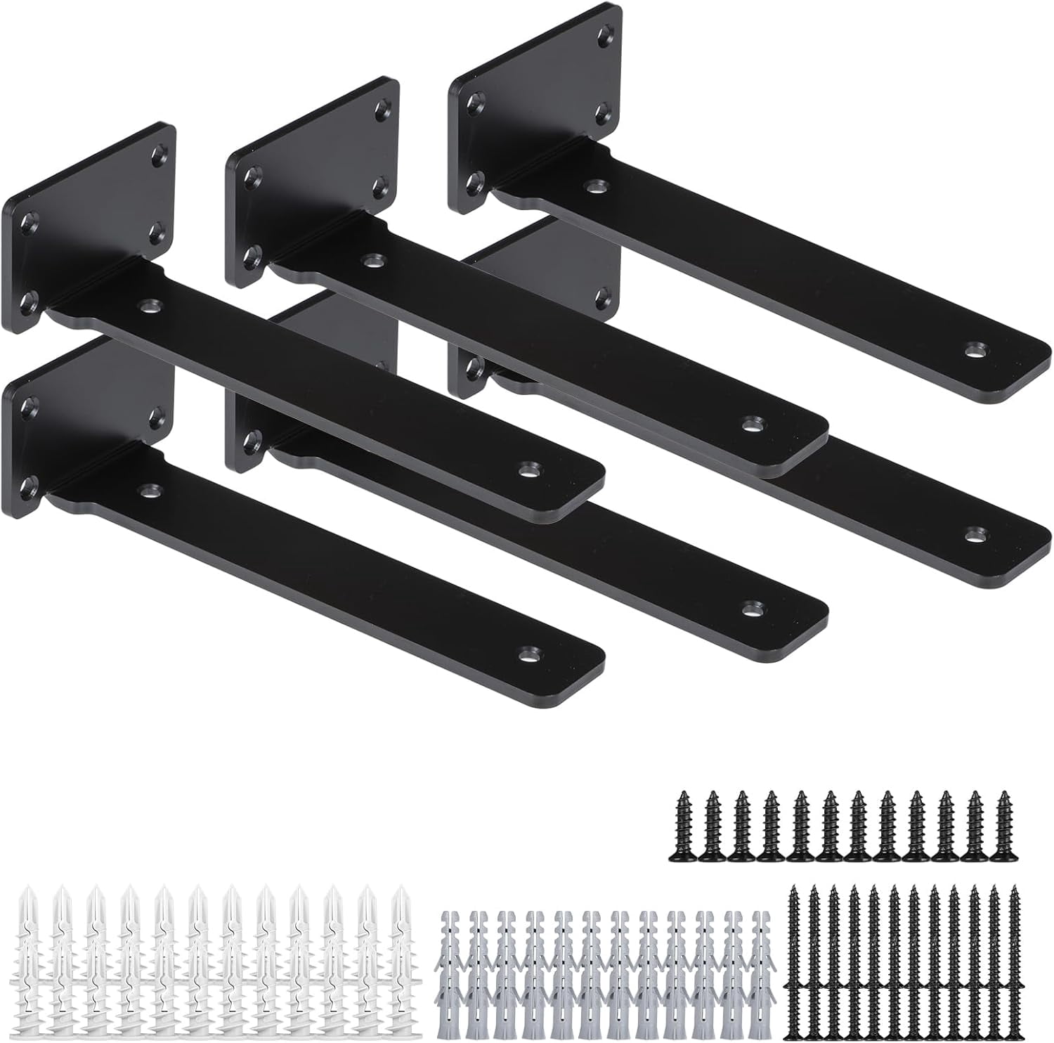 6 Pack Floating Shelf Bracket 8 Inch, Heavy Duty Carbon Steel Hidden L ...