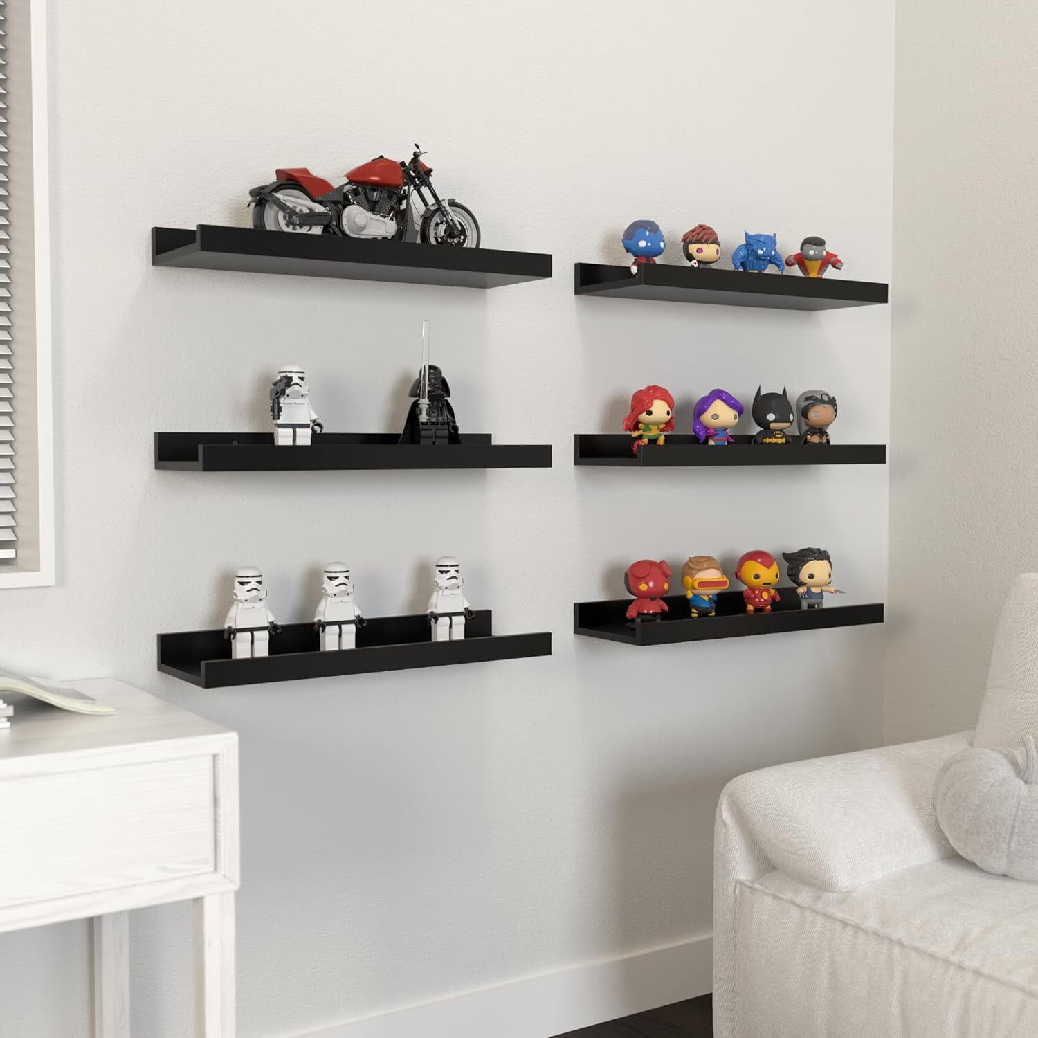 6 Pack Floating Wall Shelves, Display Shelves for Home Decoration ...