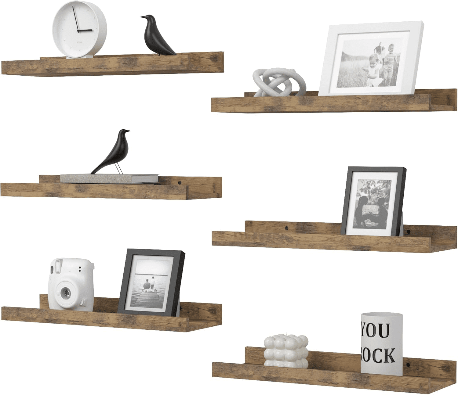 6 Pack Floating Wall Shelves, Display Shelves for Home Decoration ...