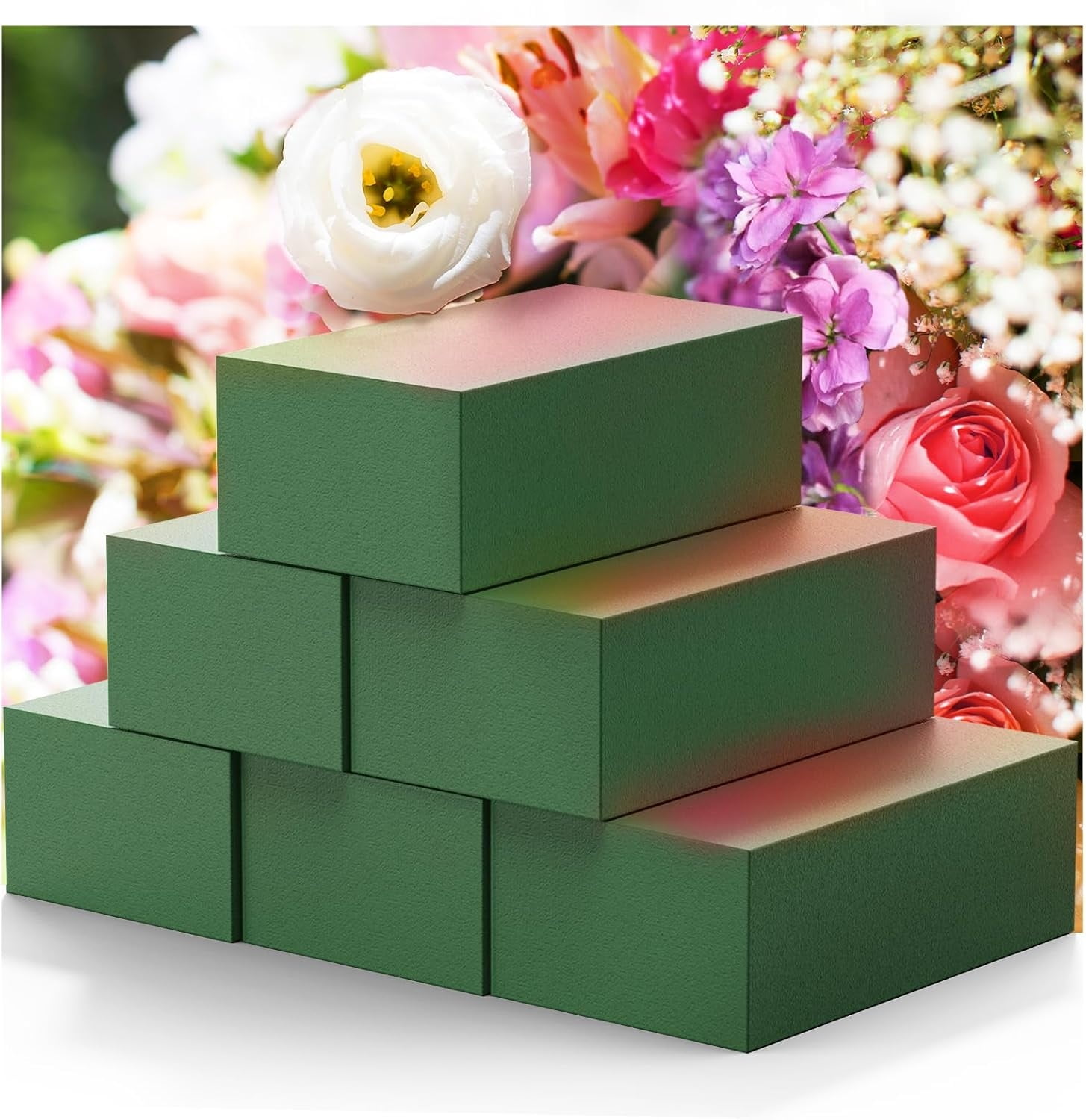 6-Pack Floral Foam Blocks, Florist Green Foam For Flower Arrangements ...