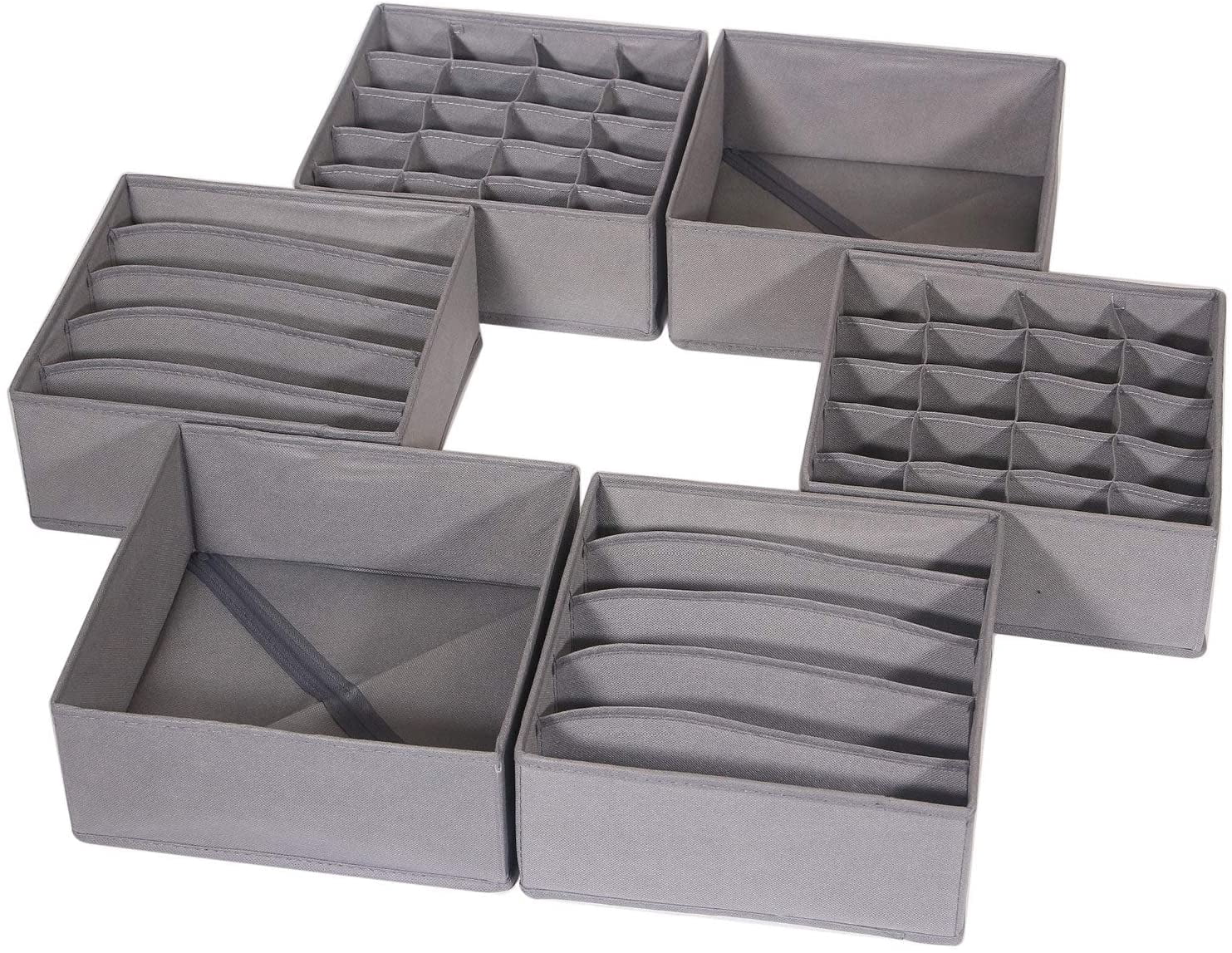 6 Pack Foldable Cloth Storage Box Closet Dresser Drawer Organizer ...