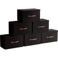 6-Pack Foldable Linen-Style Storage Bins with Lids and Leather Handles ...