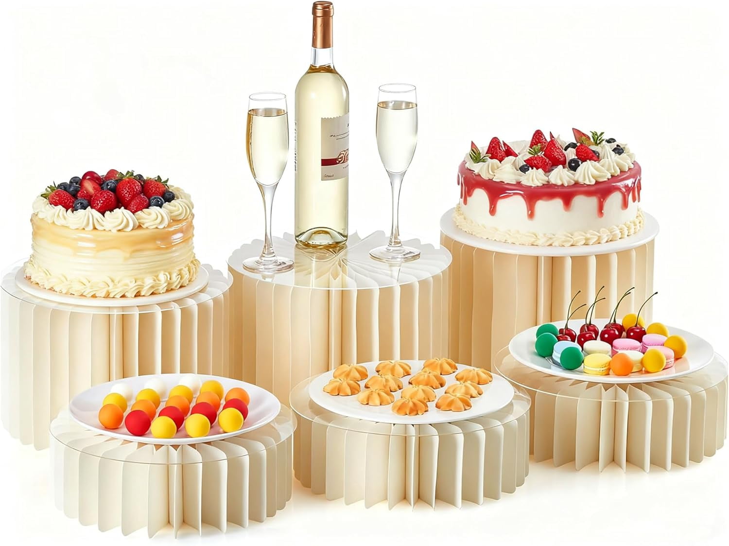 6-Pack Foldable Multi-Height Buffet Risers - 12" White Cardboard ...