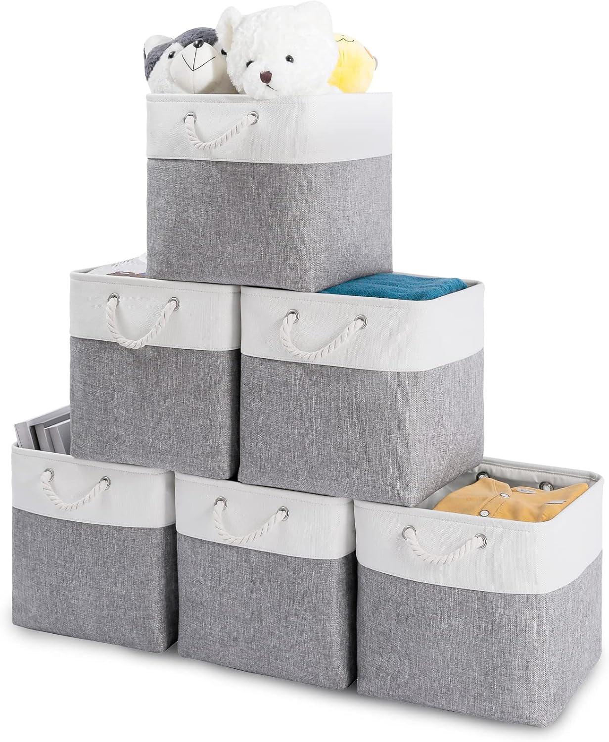 6 Pack Foldable Storage Cubes, 13x13 Inch Fabric Bins, Decorative ...