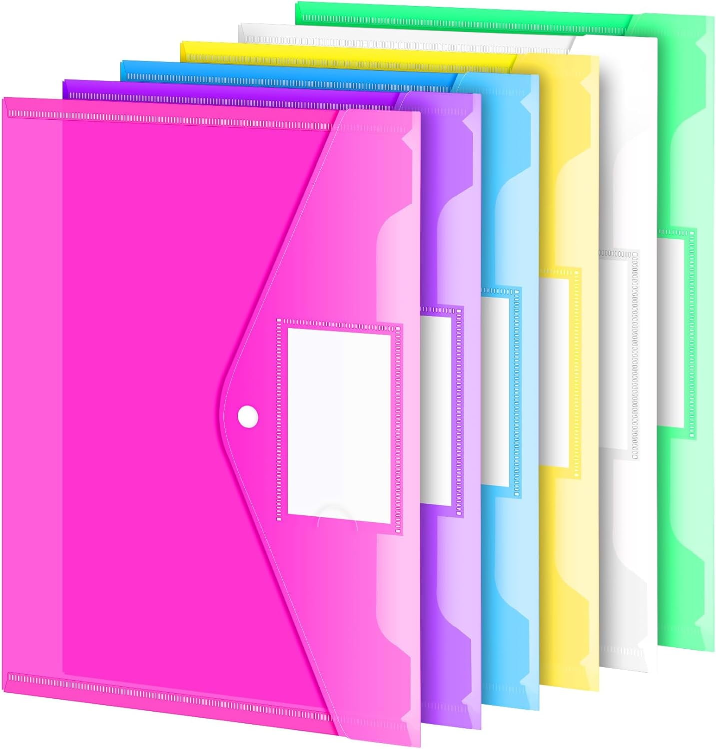 6 Pack Folders Plastic Envelopes, Clear Plastic File Folder for ...