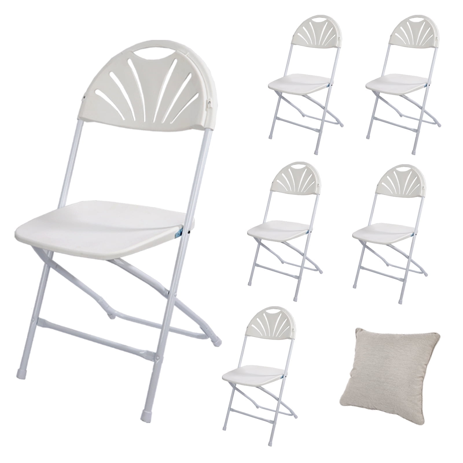 6 Pack Folding Chair Fan Back Portable Plastic Chairs for Events Office ...