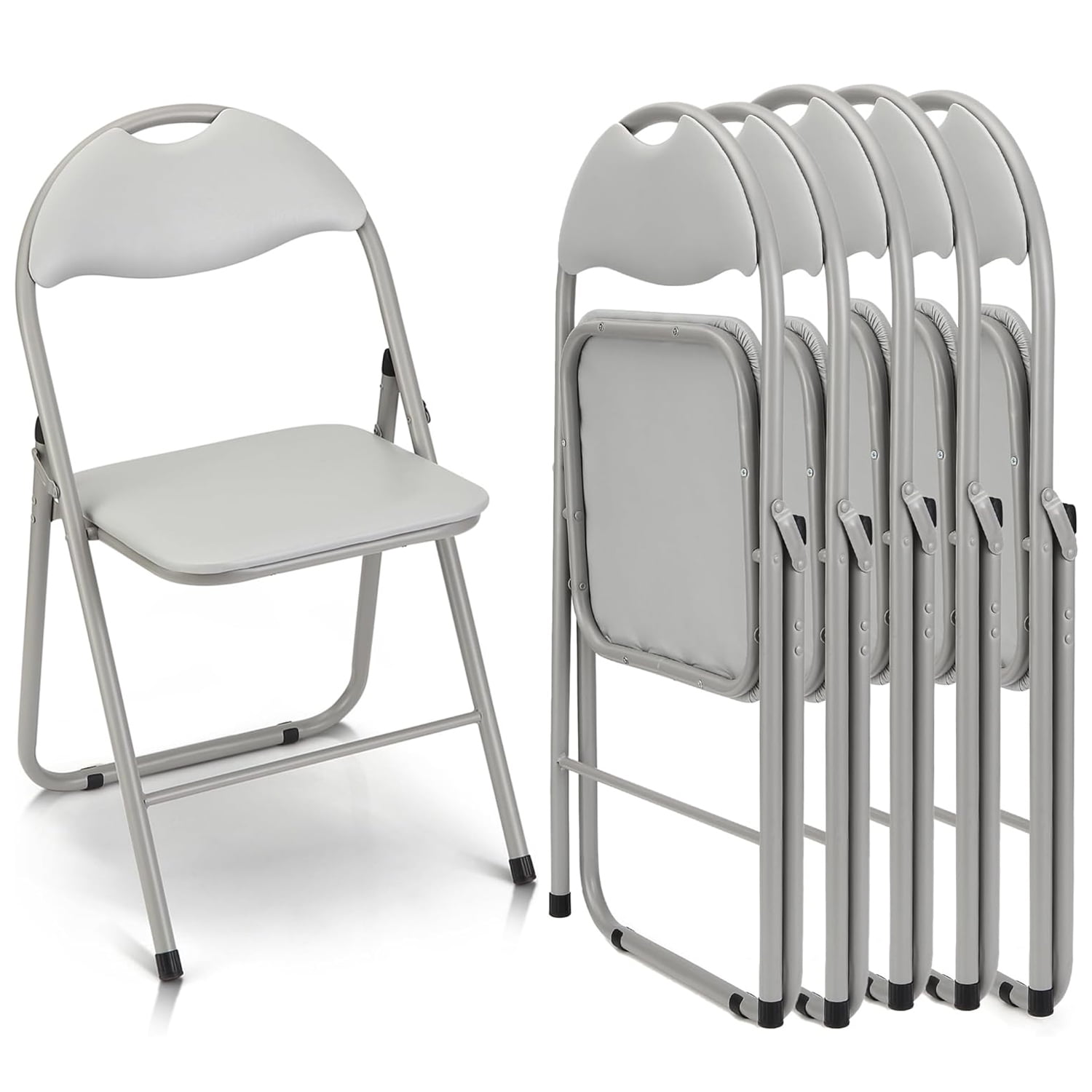 YUSAZENS 6 Pack Folding Chairs, Fabric Dining Chair Set with Padded ...