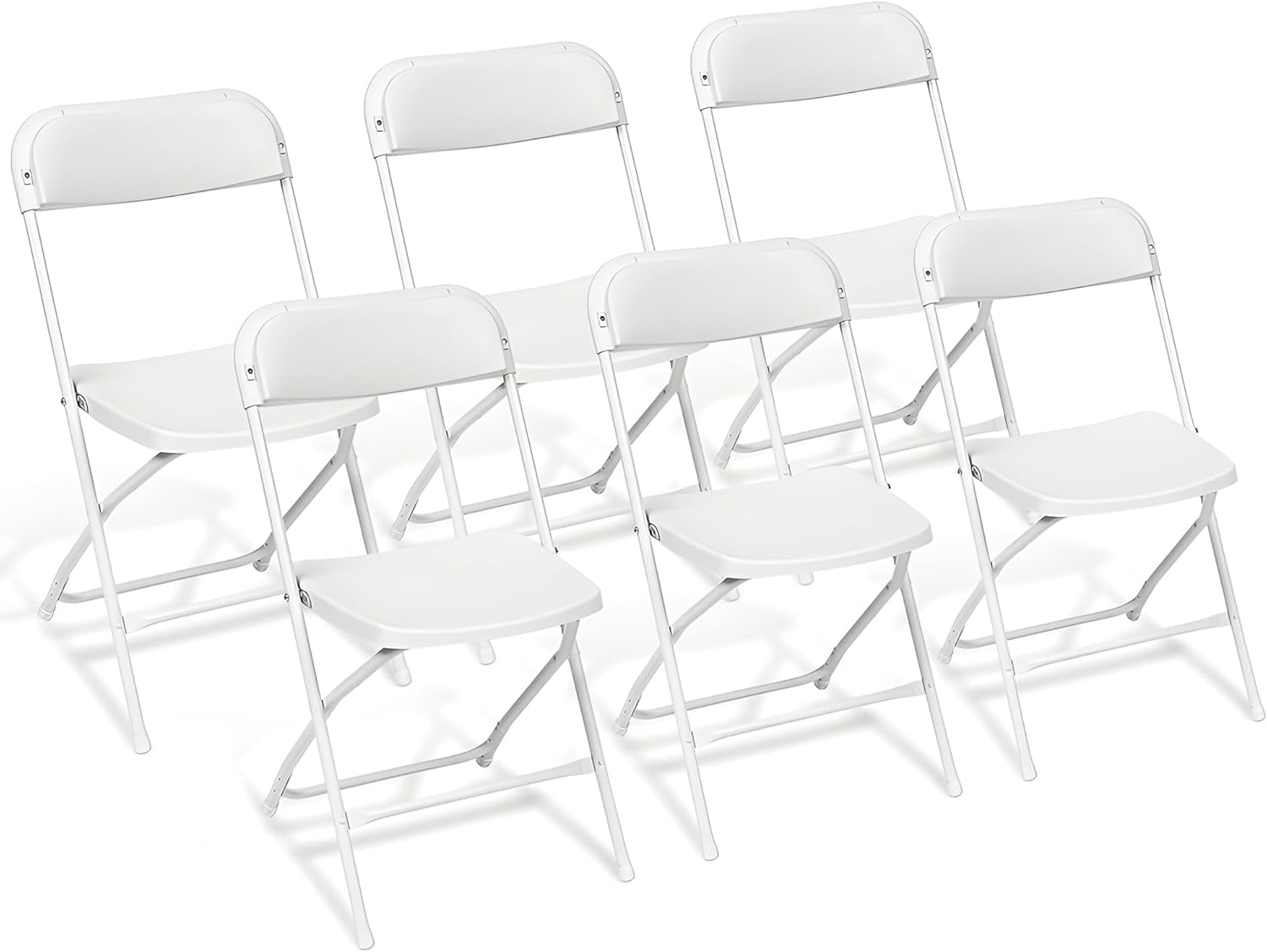 6 Pack Folding Chairs – Heavy Duty Plastic Portable Chairs with 450 lbs ...