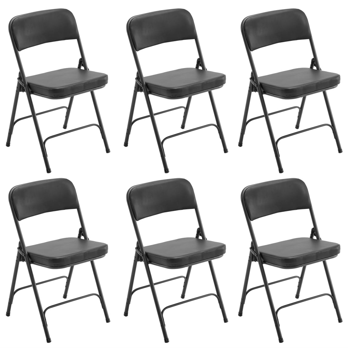 6 Pack Folding Chairs with Padded Seats and Metal Frame, Ergonomic ...