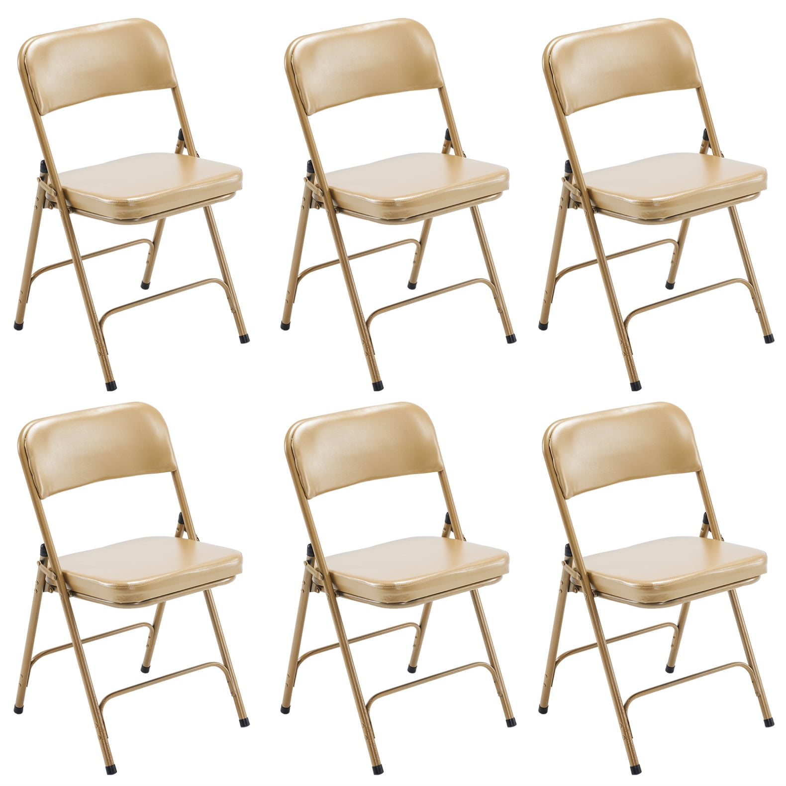 6 Pack Folding Chairs with Padded Seats, Portable Stackable Foldable ...