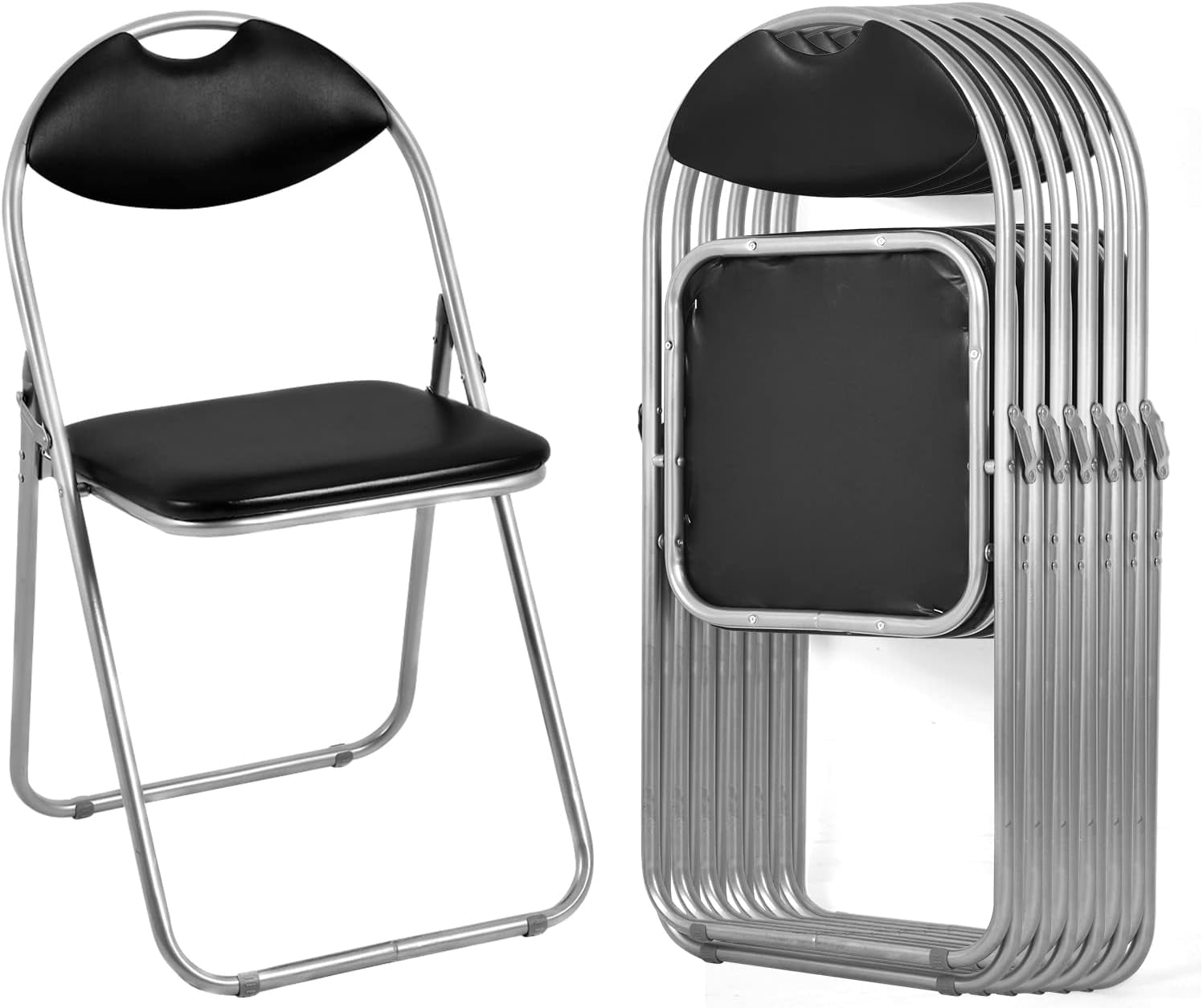 6-Pack Folding Chairs Set - Waiting Room Chairs with Padded Seats and ...