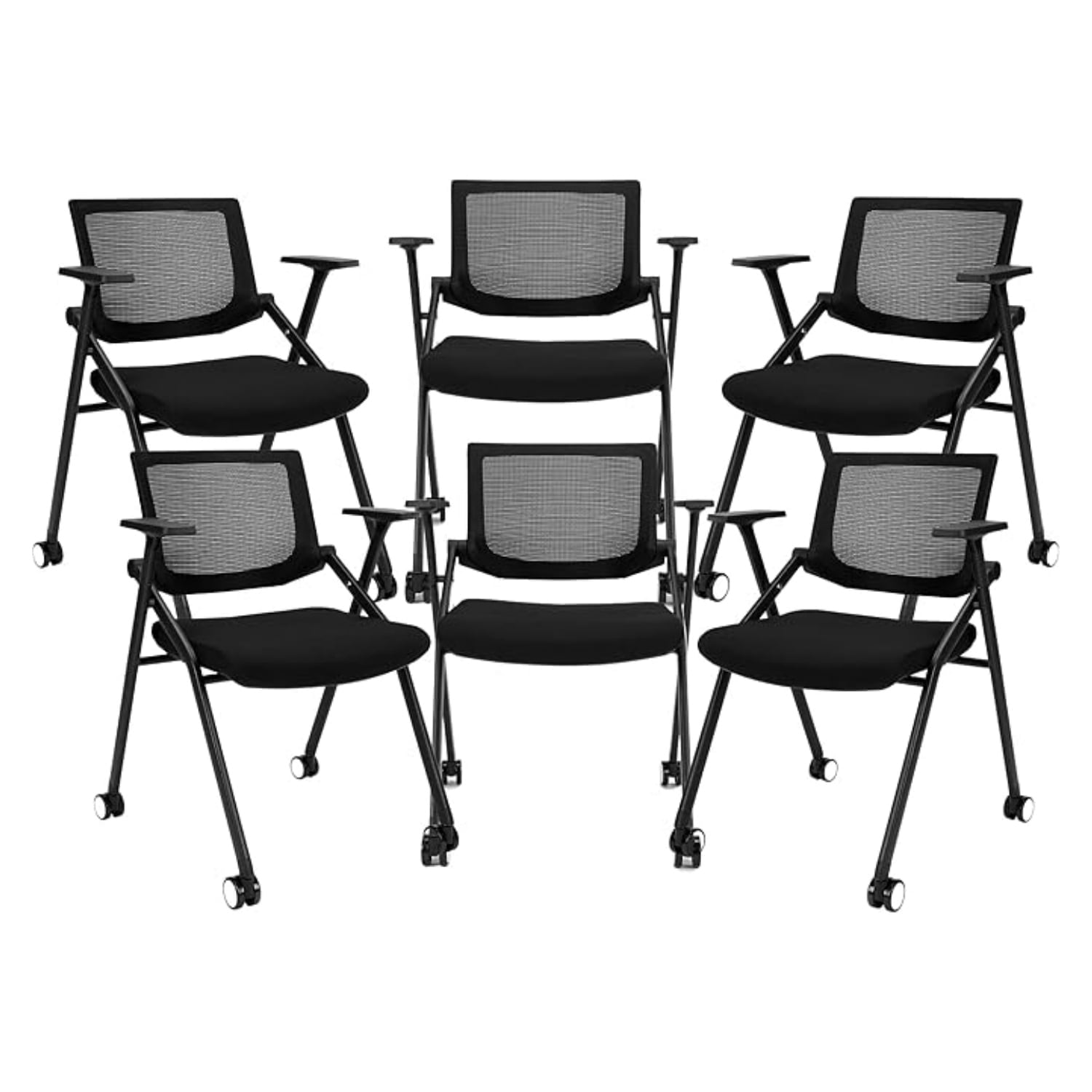 6 Pack Folding Office Chair Stackable Conference Room Chairs with ...
