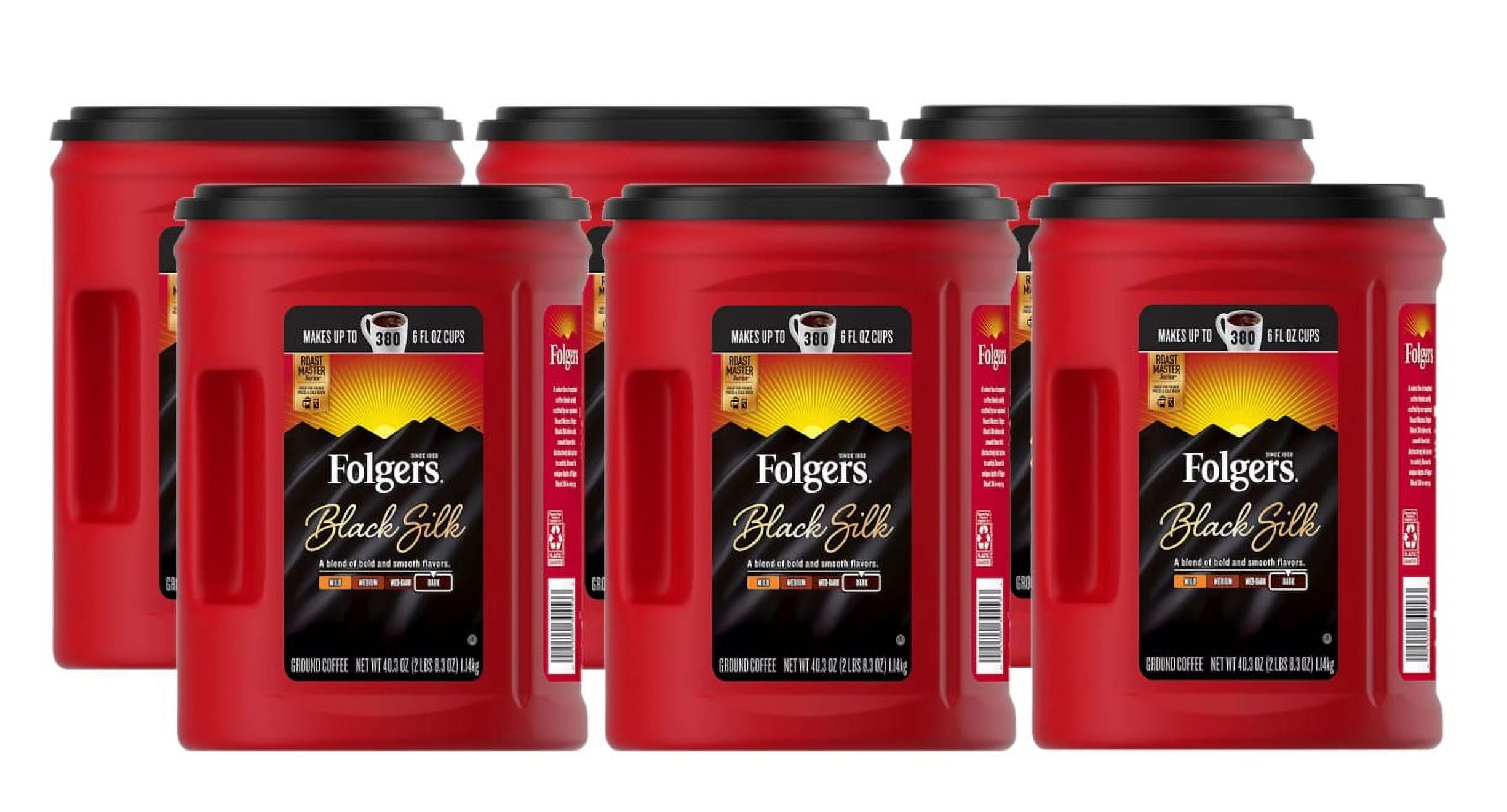 Folgers Black Silk Dark Roast Ground Coffee, 6 Pack, 40.3 oz. - Walmart.com