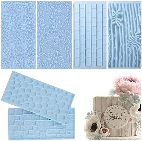 6 Pack Fondant Texture Mats Wood Grain Brick Wall Cobblestone Texture ...