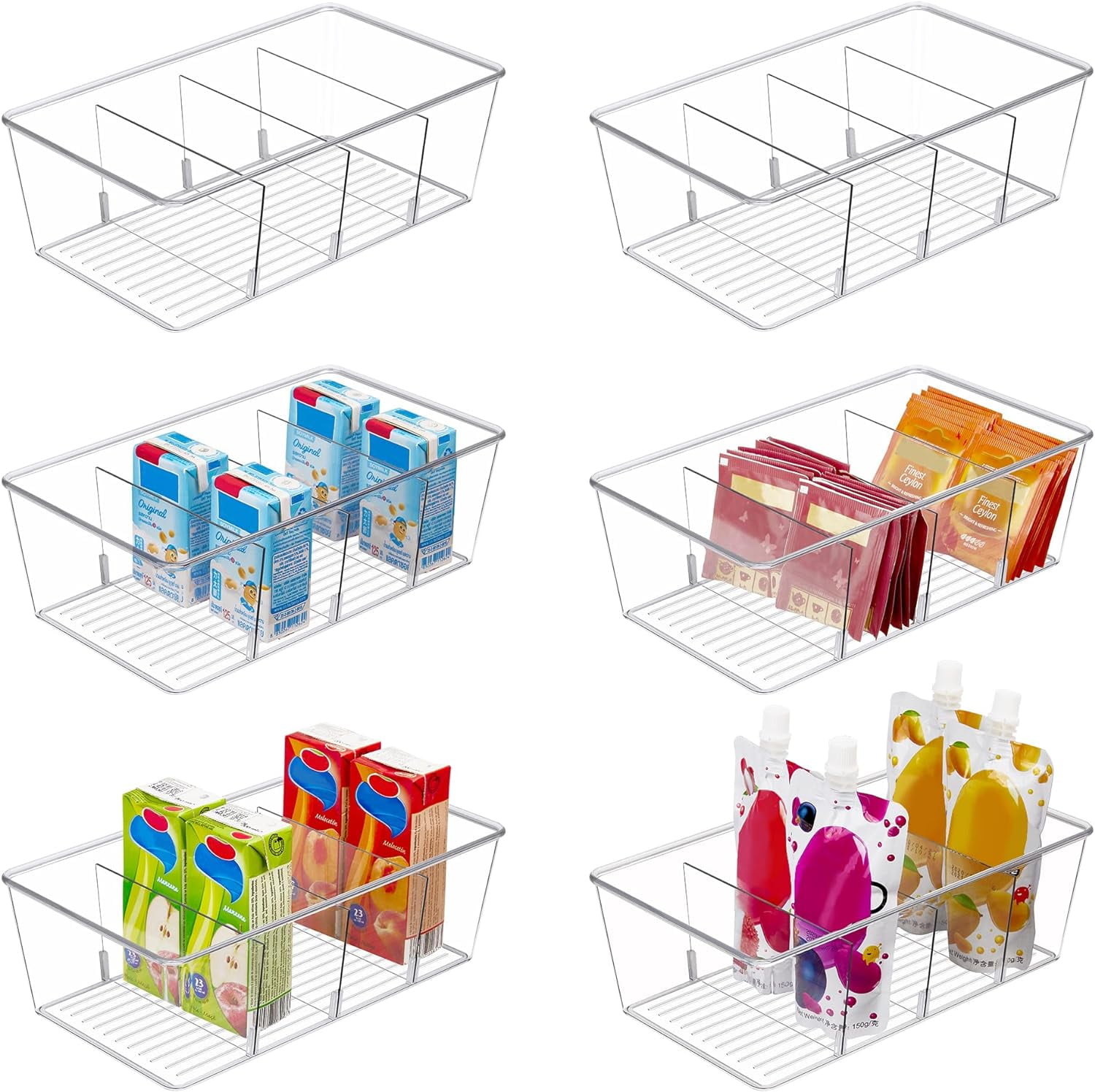dxynlzq 6 Pack Food Storage Organizer Bins Clear Plastic Bins for ...