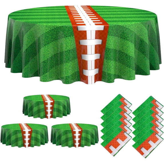 6-Pack Football Round Disposable Plastic Tablecloth Set - 84-Inch ...