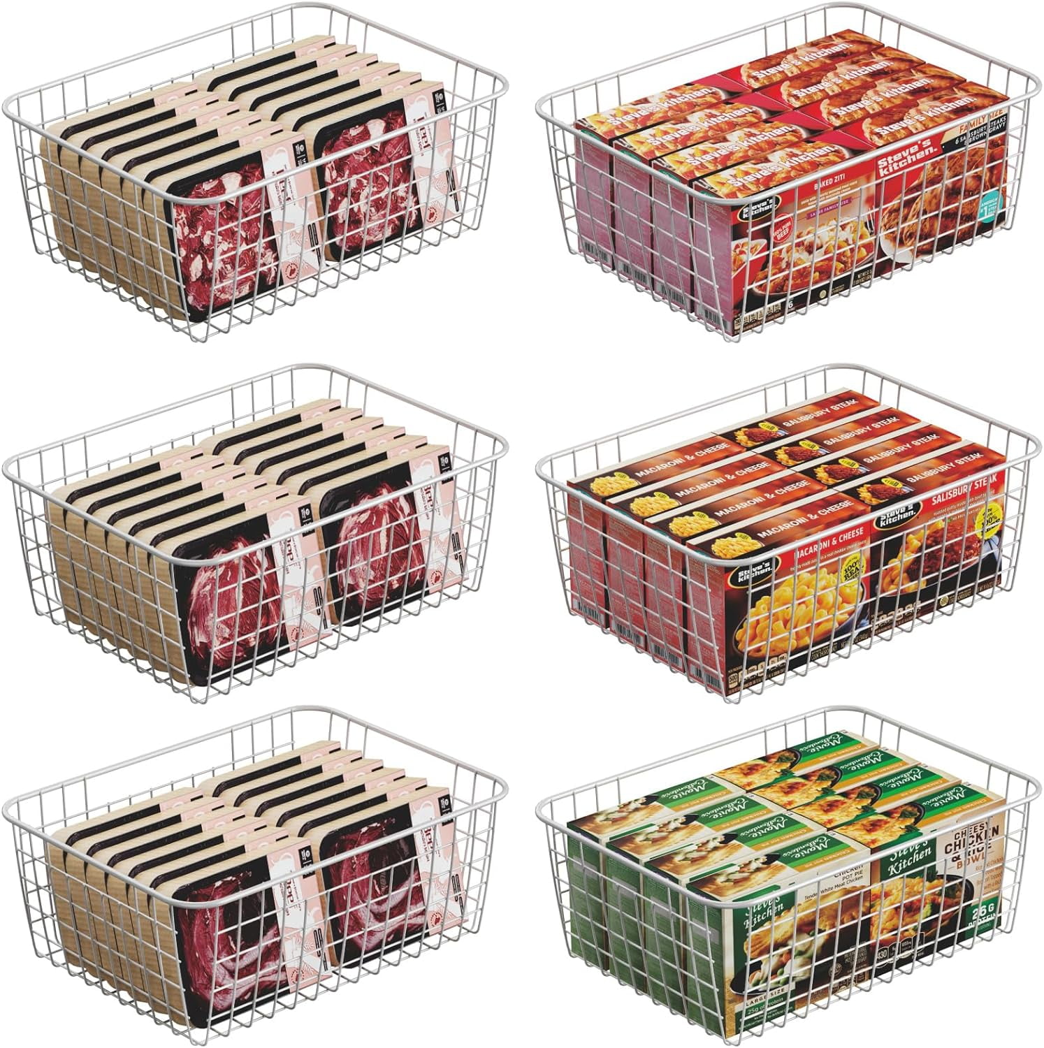6 Pack Freezer Baskets - Freezer Bins for 11 cu.ft Standup Freezer Sort ...