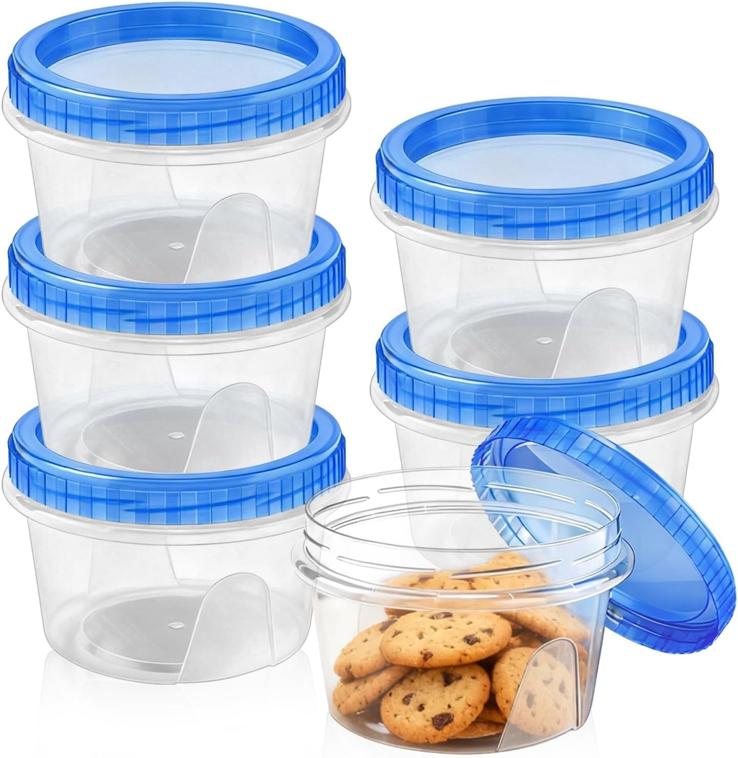 6 Pack Freezer Containers with Screw , 16 Oz Stackable Plastic Storage ...