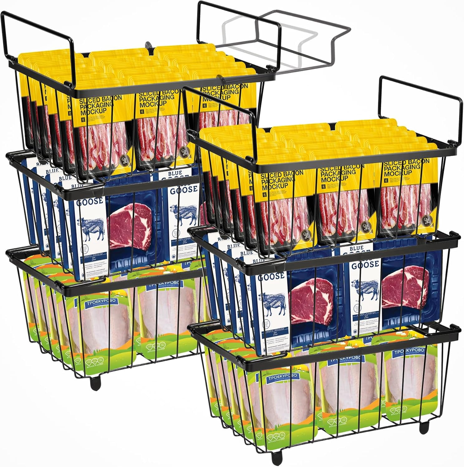 6 Pack Freezer Organizer Bins, Stackable Chest Freezer Organizer for 7 ...