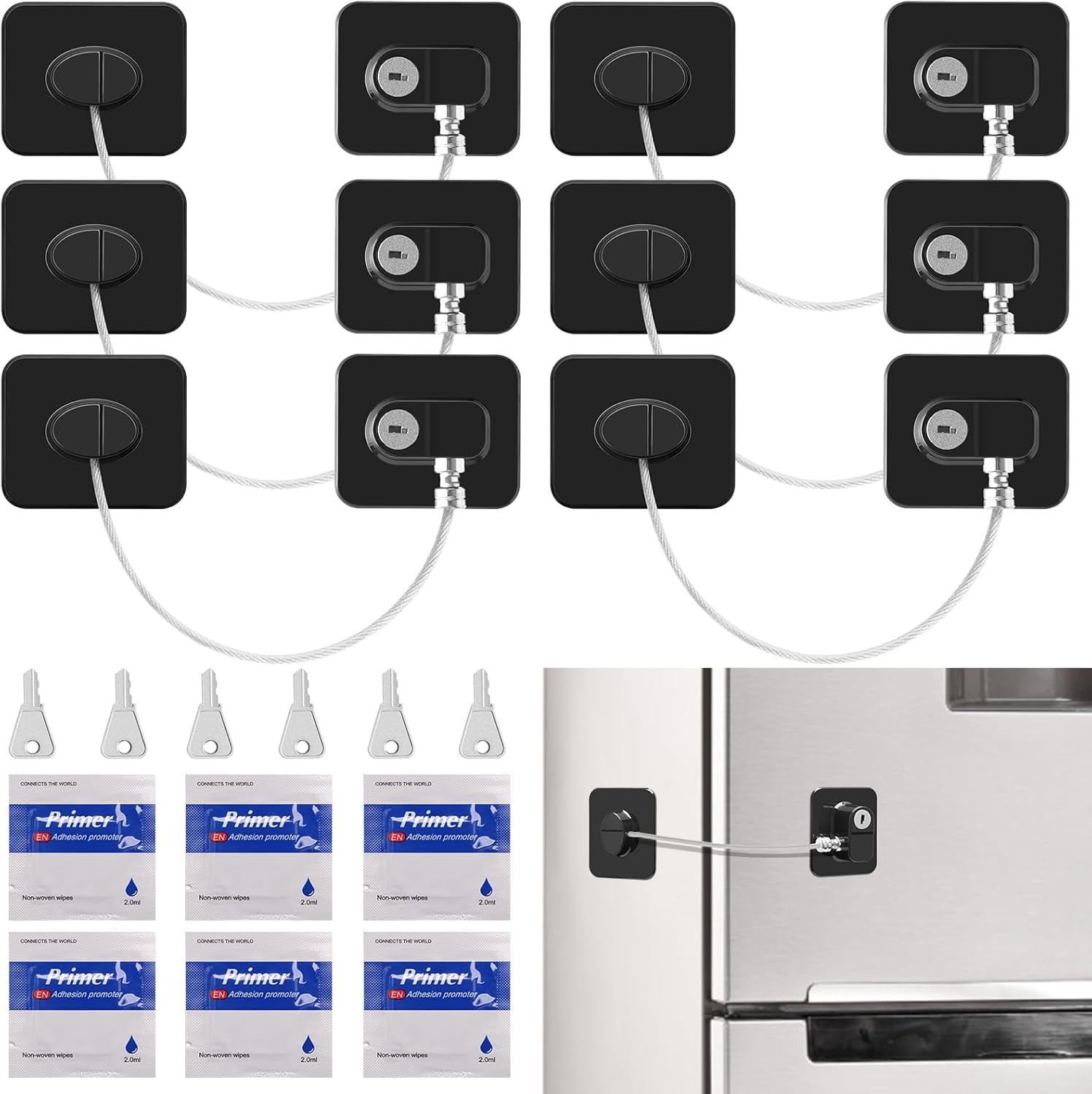 6 Pack Fridge Locks for Kids, Refrigerator Lock Child Proof Fridge Door ...