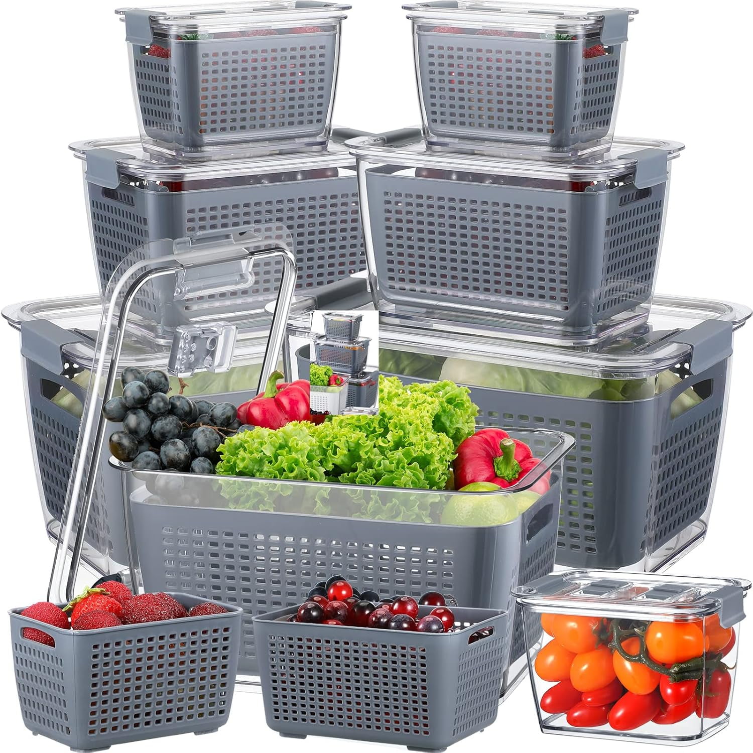 6 Pack Fruit Storage Containers for Fridge Produce Saver Containers for ...