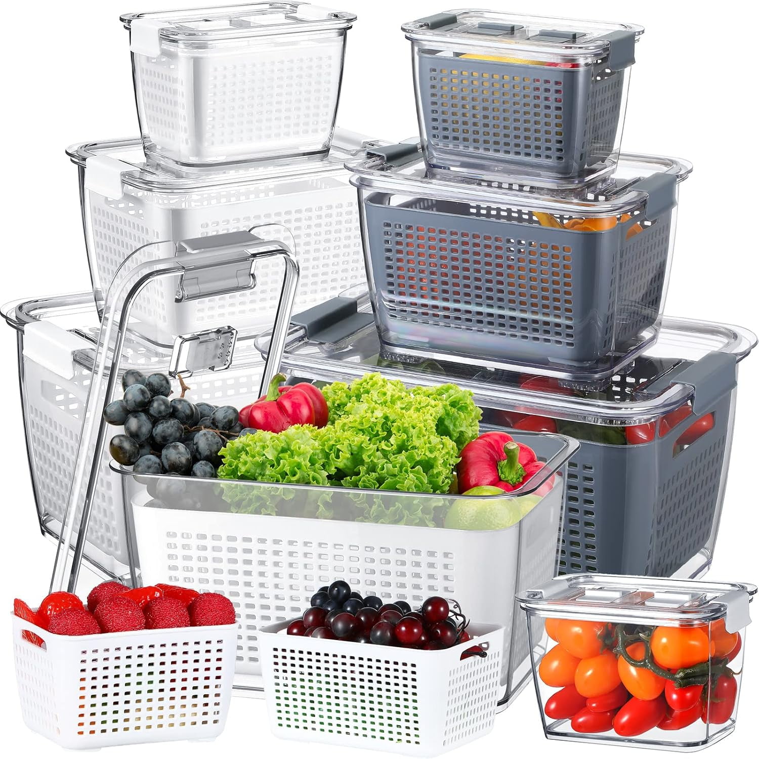 6 Pack Fruit Storage Containers for Fridge Produce Saver Containers for ...
