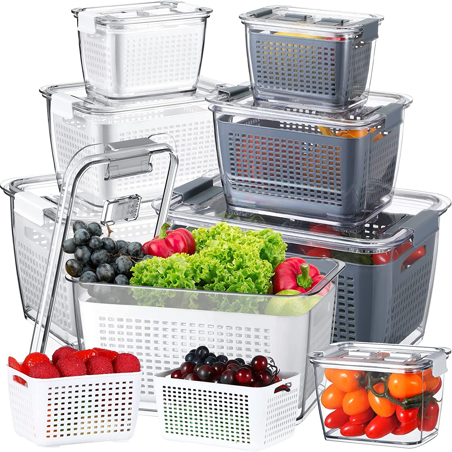 6 Pack Fruit Storage Containers for Fridge Produce Saver Containers for ...