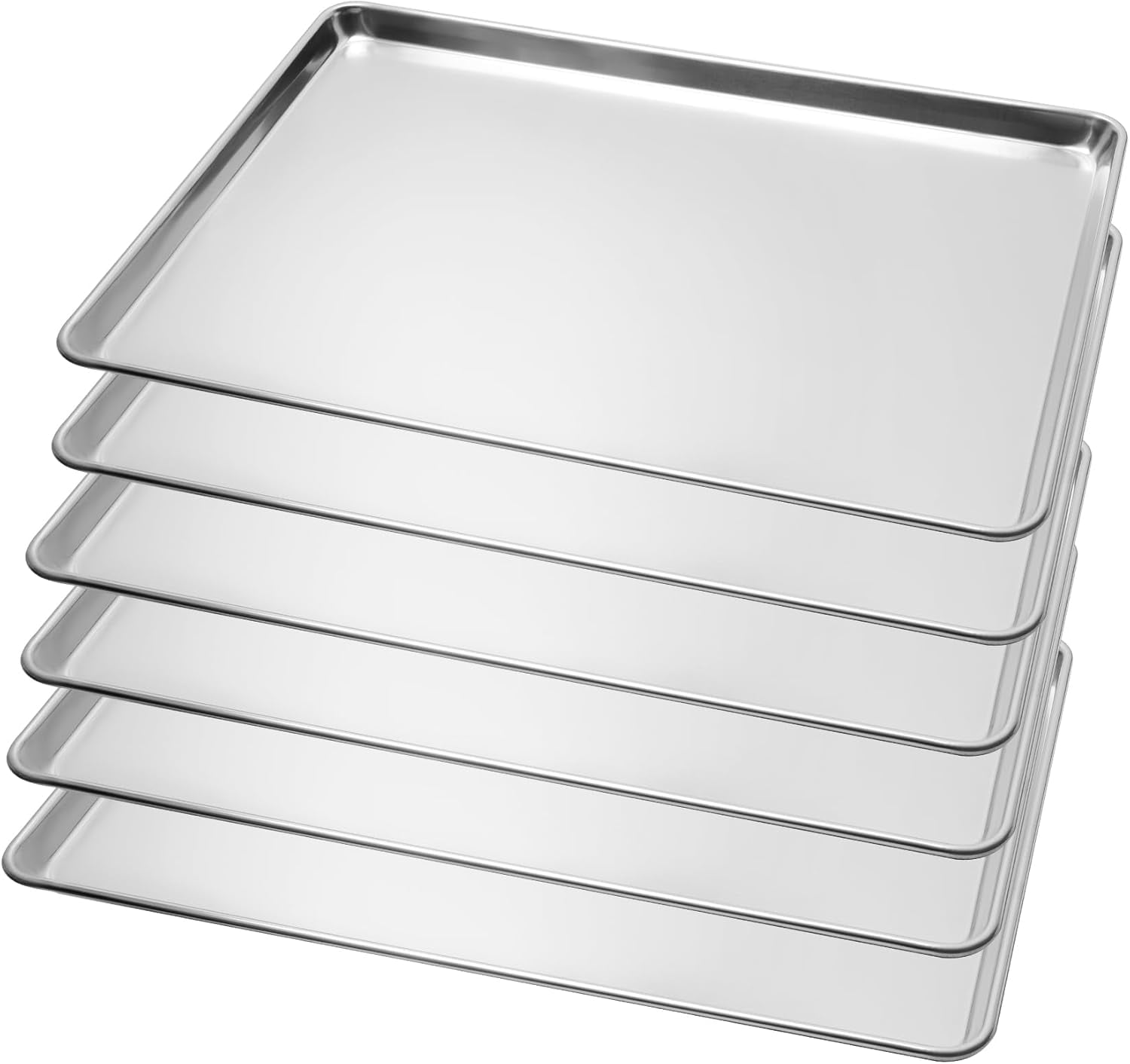 6 Pack Full Size Baking Sheet Pan Aluminum Commercial Pan for Oven ...