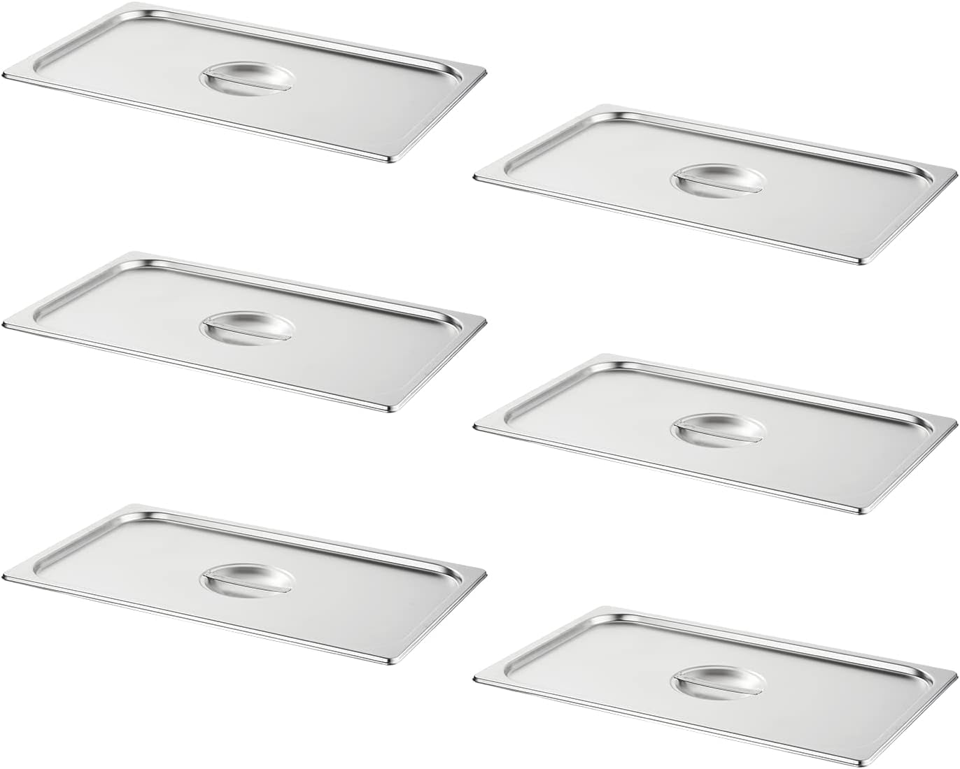 6-Pack Full Size Hotel Pan Cover, Stainless Steel Solid Steam Table ...