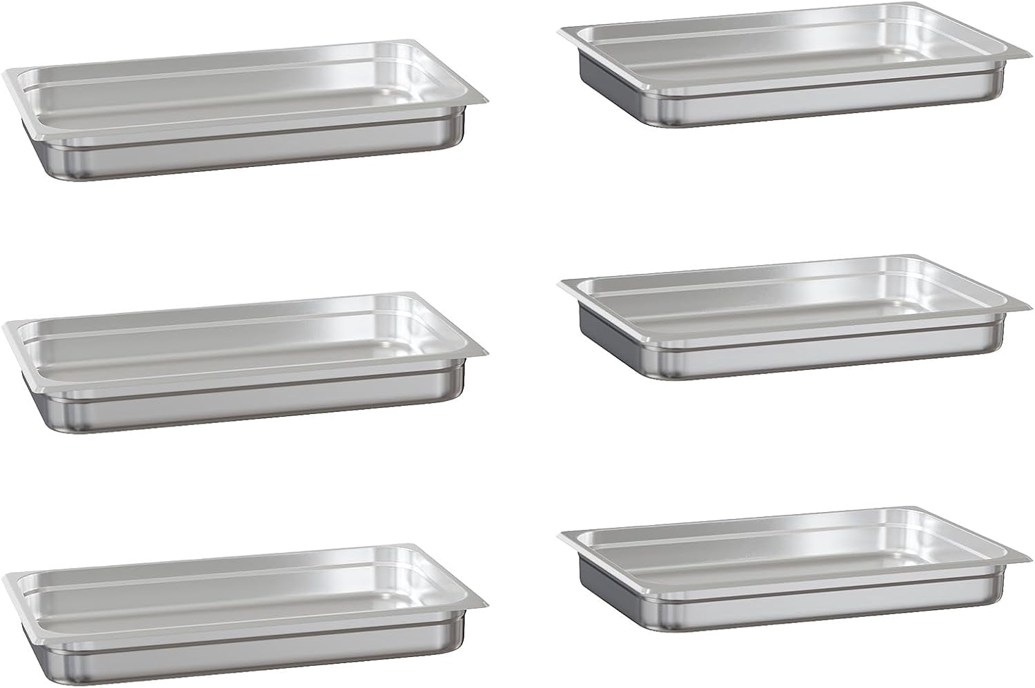 6 Pack Full Size Steam Table Pans - 2.5 Inch Deep Stainless Steel Hotel ...