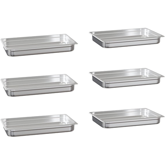 6 Pack Full Size Steam Table Pans - 2.5 Inch Deep Stainless Steel Hotel ...