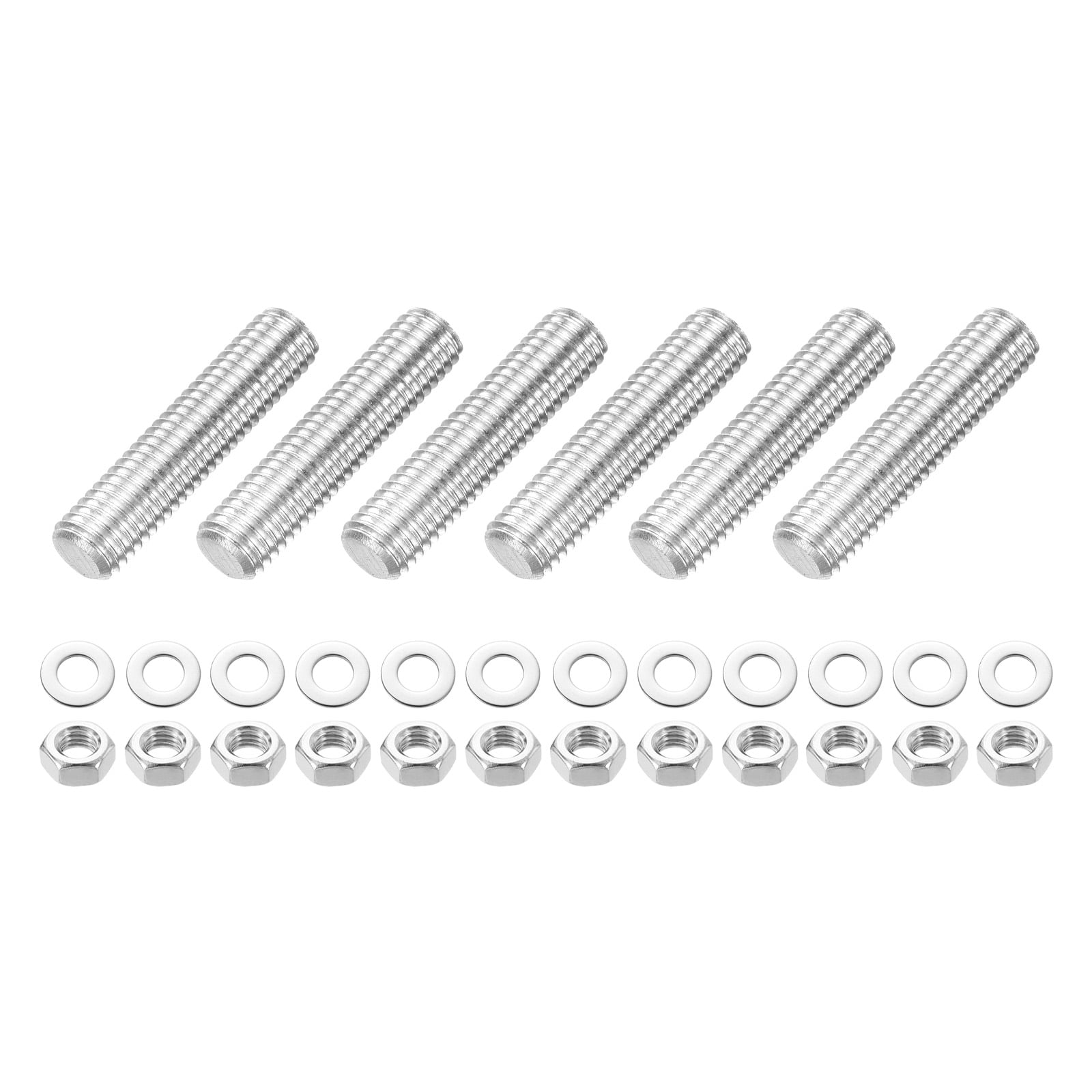 6 Pack Fully Threaded Rod, M12 x 50mm 201 Stainless Steel Right Hand ...