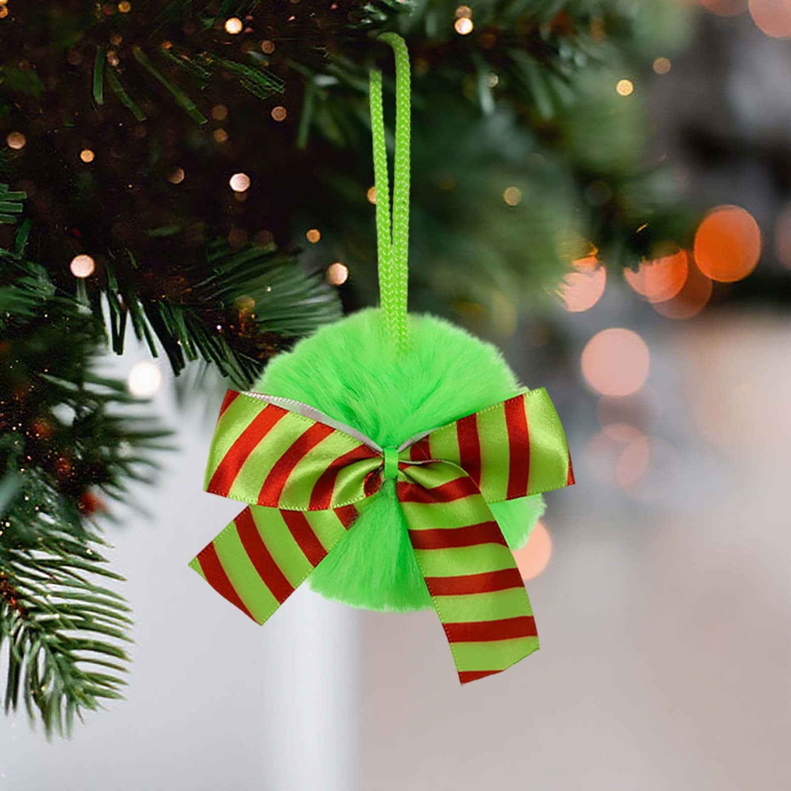 6-Pack Furry Christmas Ornaments with Ribbon - Soft Textured Hanging ...