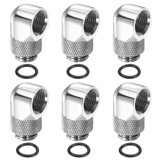 6-Pack G1/4" Thread Male to Female Extender Connector, 90° Rotary Elbow ...