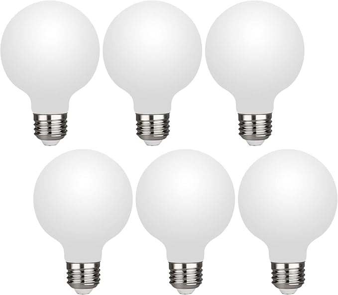 6 Pack G25/G80 Globe LED Bulb, Natural White 4000K Dimmable LED Globe ...