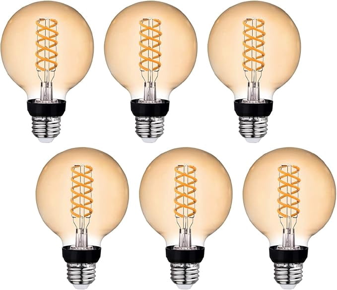 6 Pack G25/G80 Globe LED Light Bulbs, 6W Dimmable 60 Watt Equivalent ...